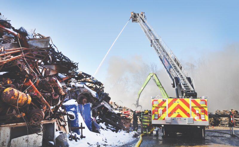 Fire and ice duality: Firefighters respond to blaze at recycling center ...